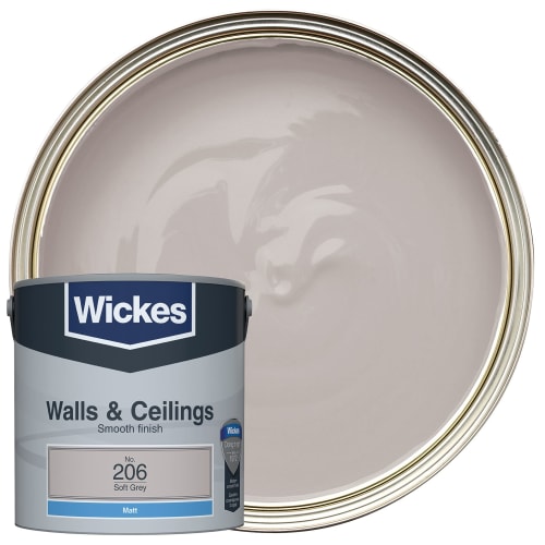 Wickes Vinyl Matt Emulsion Paint Soft Grey No.206 2.5L