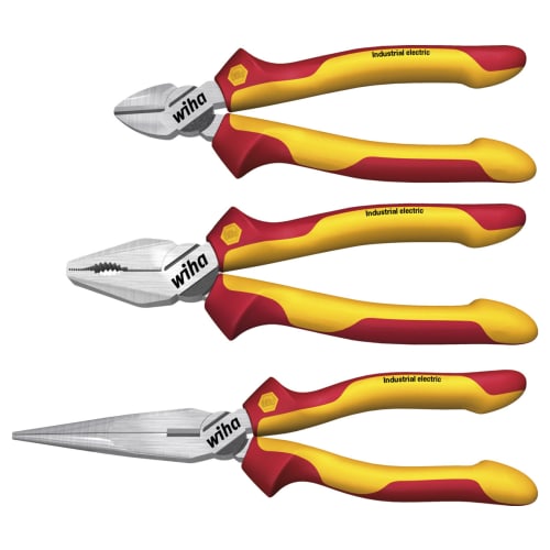 Wiha 38637 Industrial VDE Electrical Combination 3 Piece Pliers Set