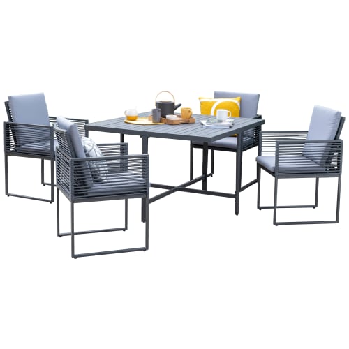 Norfolk Leisure Sheringham Alu Dark Grey Rope Cube Set Wickes