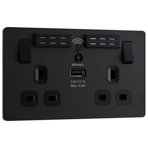 matte black double socket