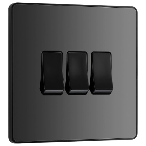 triple light switch black