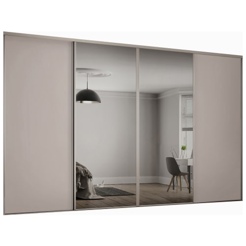 Spacepro Heritage 4 Wardrobe Door Kit Cashmere Framed 2x 1 Panel Shaker 2x1 Panel Mirror Wickes