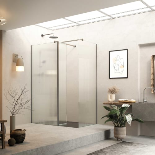 Roman Haven 8mm Fluted Nickel Wet Room Shower Screen Only Various Sizes Available