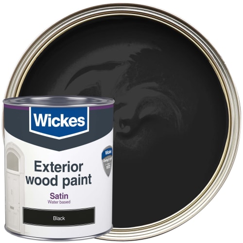 Wickes Exterior Satinwood Paint Black 750ml Wickes