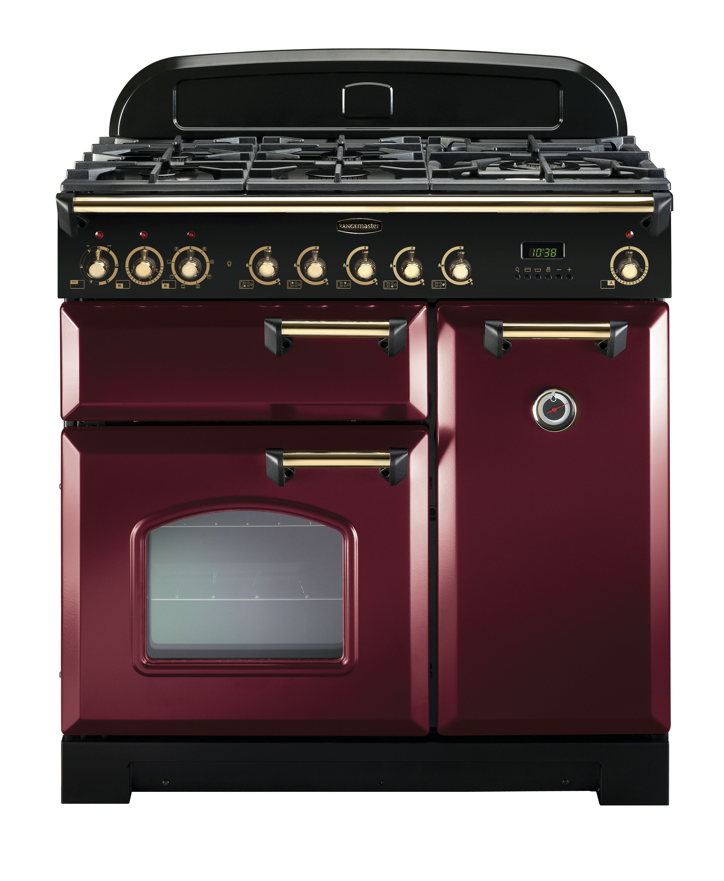 Rangemaster Classic Deluxe 90cm Dual Fuel Range Cooker - Cranberry with ...