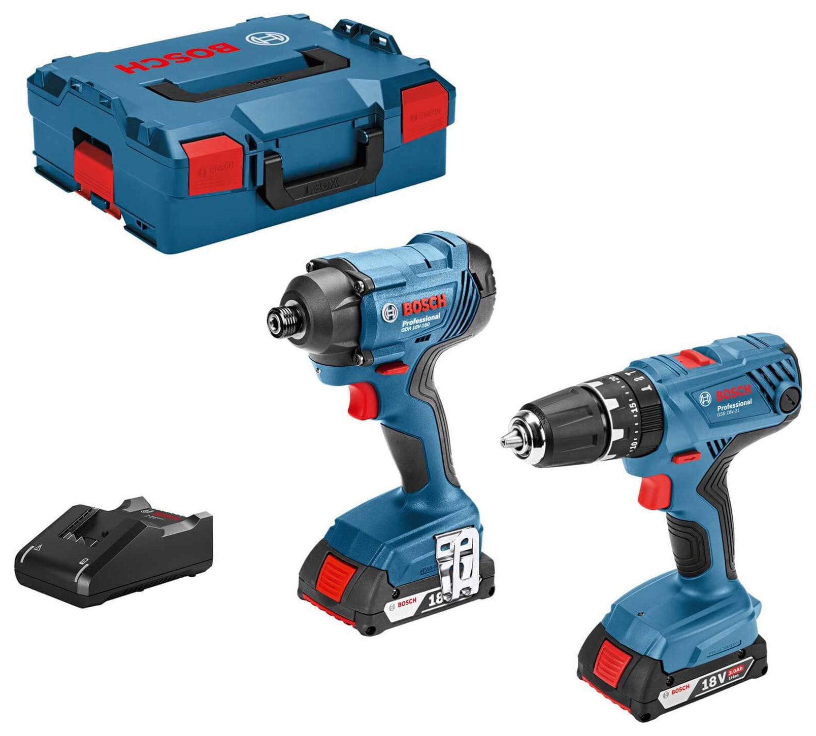 Bosch Professional GSB 18V 21 GDR 18V 160 18V Combi Twin Kit Bare Wickes