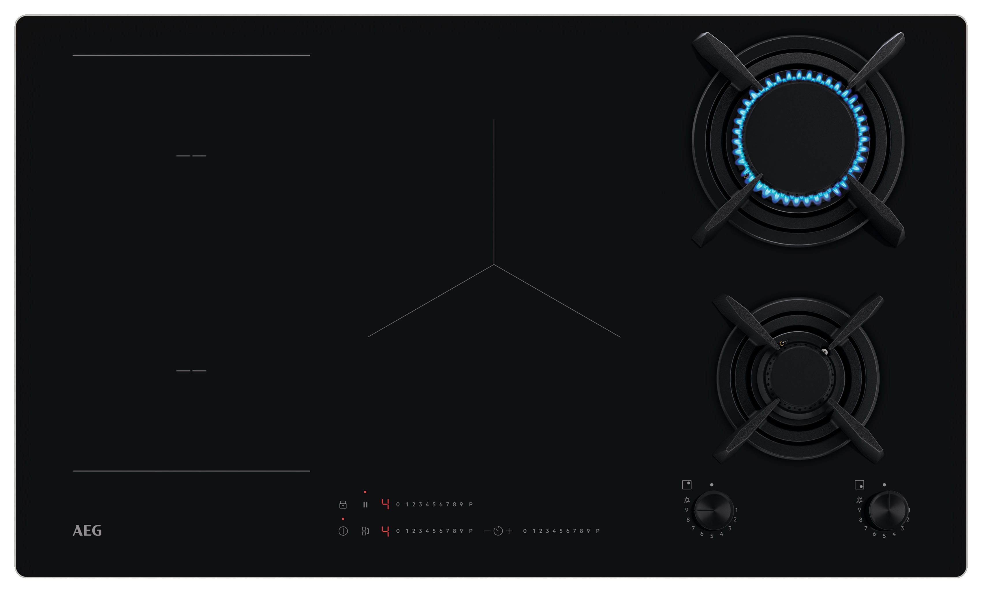 AEG HDB95623NB 6000 Series 90cm Dual Fuel Gas Induction Hob Black Wickes