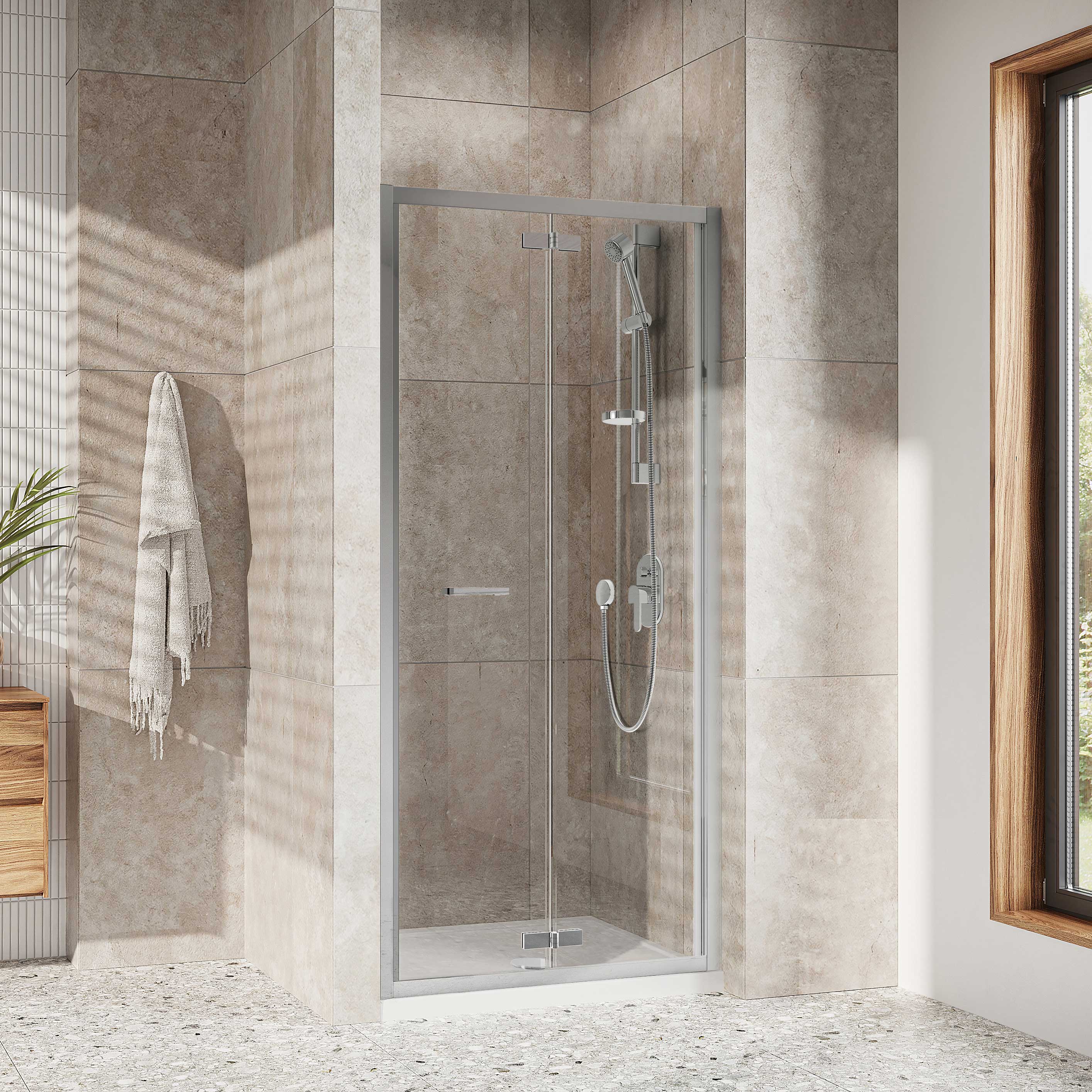 Roman Innov8 8mm Chrome Framed Bi-Fold Door Only - 1200mm | Wickes.co.uk